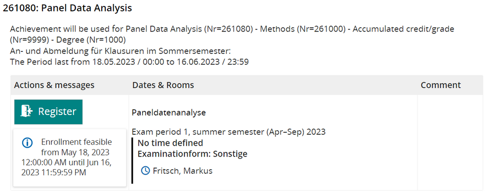 Exam Registration • University of Passau